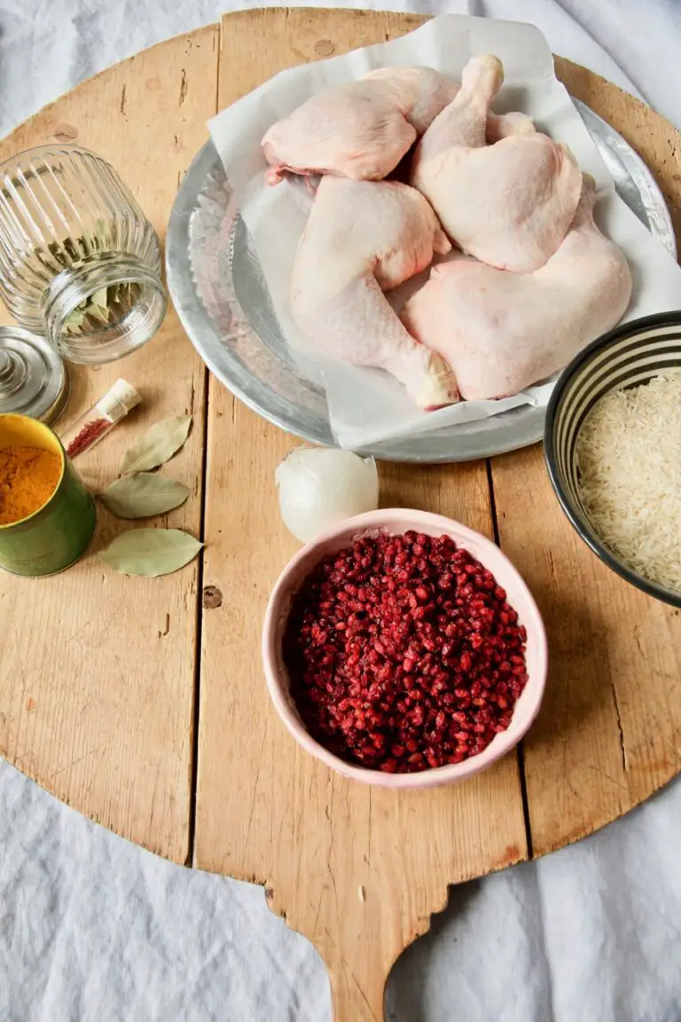 Zereshk Polo ba Morgh - Persian Barberry Rice With Chicken - Labsalliebe