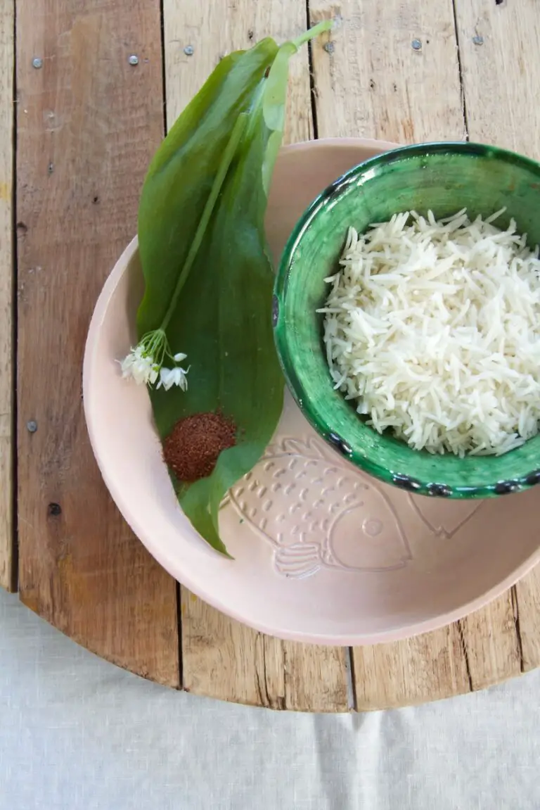 Valak Polo ba Mahi - Wild Garlic Rice with Marinated Salmon - Labsalliebe