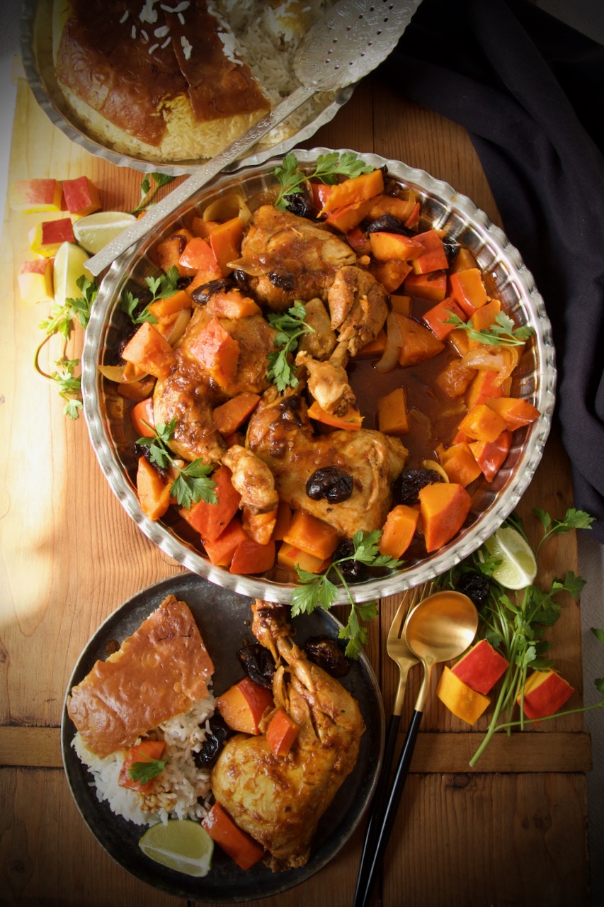 Khoresht-e Kadu Halvai - Pumpkin and Chicken Pan خورش کدو حلوایی ...