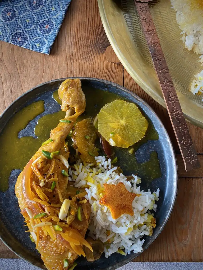 Khoresht-e Porteghal - Orangen-Hähnchenschenkel خورش پرتقال - Labsalliebe