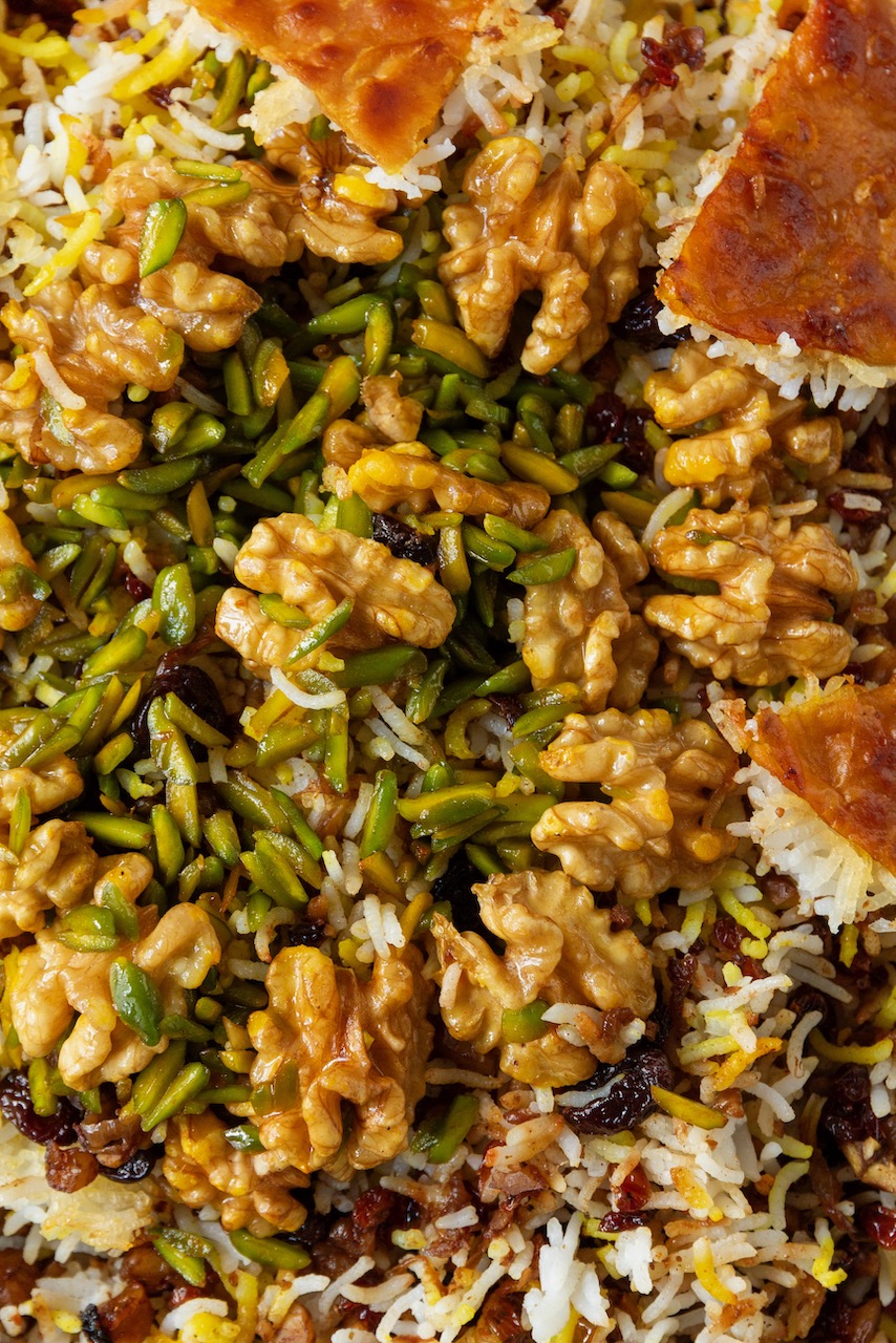 Gerdoo Polo - Walnussreis mit Berberitzen, Rosinen und Safran - Labsalliebe